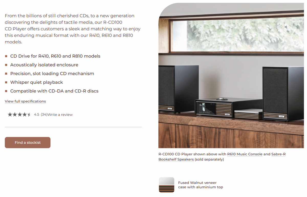 [🎶SG] Ruark Audio R-CD100 Compact Disc CD Player for R410, R610 and R8 ...