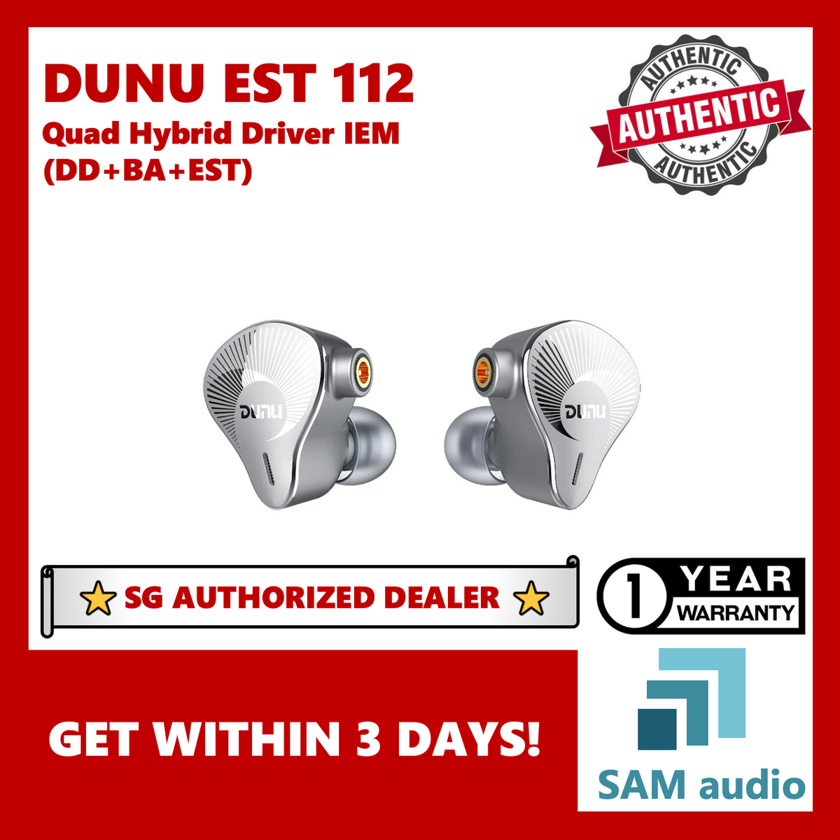 [🎶SG] DUNU EST 112 Quad Hybrid IEMs (1DD+1BA+2EST) (EST) – SAM Audio SG